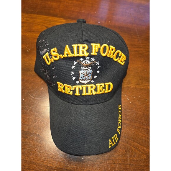 Air Force | Accessories | Us Air Force Retired Hat Cap Mens Black Gold ...